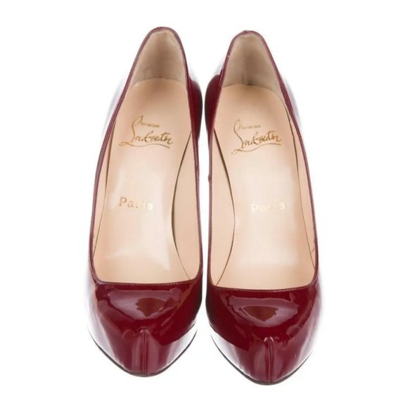 Christian Louboutin | Shoes | Christian Louboutin 36 555 Rolando Red Burgundy Patent Leather ...